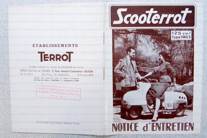Notice entretien 125cc scooter Terrot VMS3 1379 - TERROT ARBRACAM DIJON
