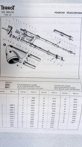 175cc AS Rallye Terrot éclaté fourche télescopique 1016 - TERROT ...