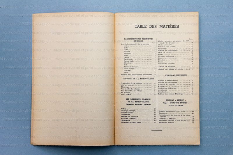 Conduite et entretien 500cc RDA, DTP side-car 0216 - TERROT ARBRACAM DIJON