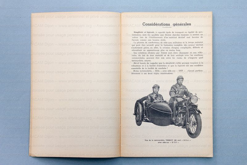 Conduite et entretien 500cc RDA, DTP side-car 0217 - TERROT ARBRACAM DIJON