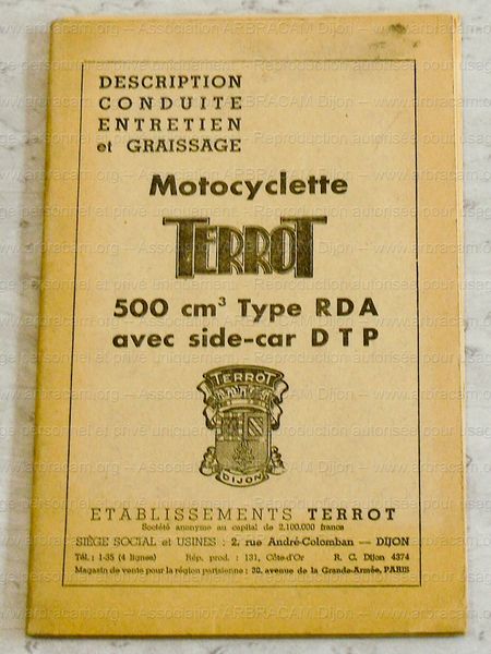 Notice technique, conduite, entretien 500cc RDA side, car DTP ...